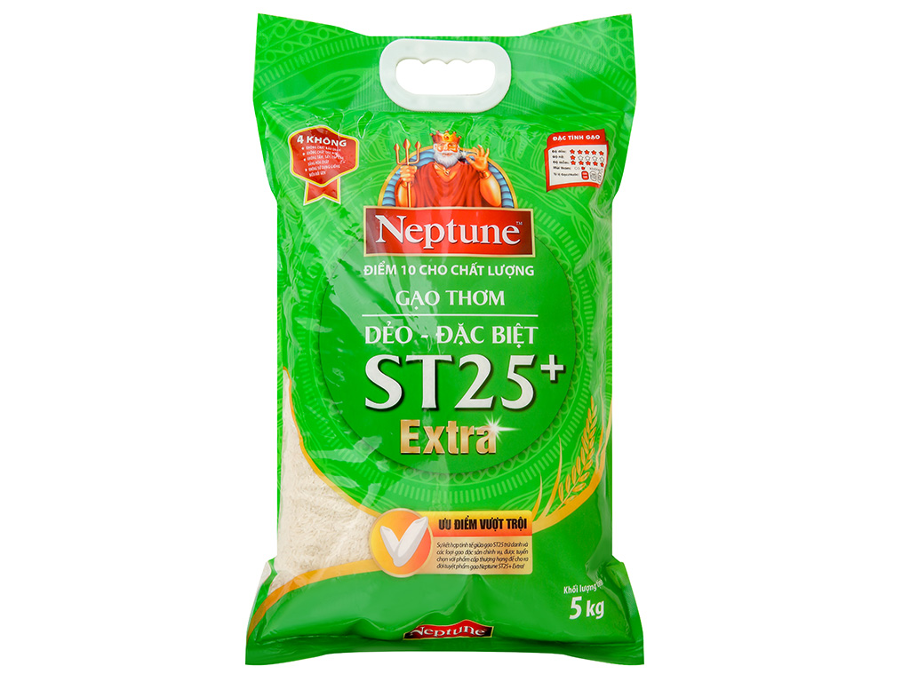 Gạo thơm Neptune ST25 Extra túi 5kg - Chợ Sỉ