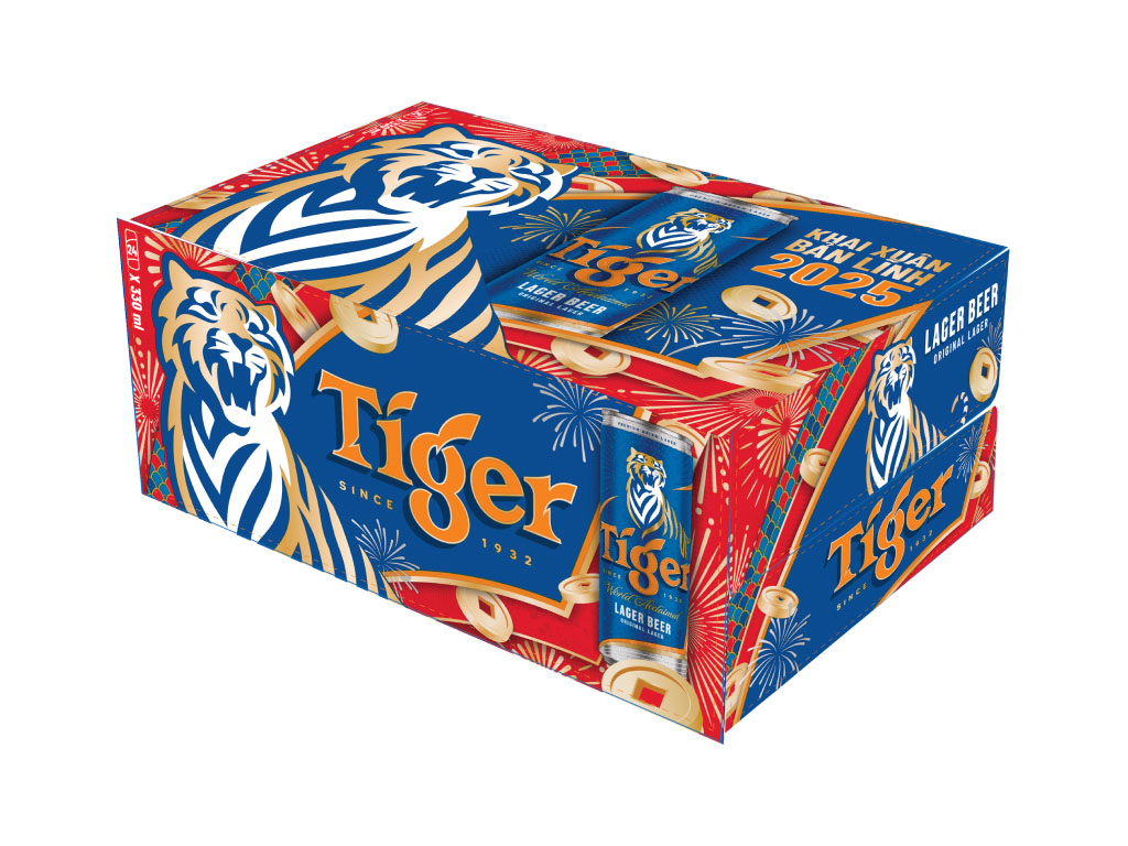 Thùng 24 lon bia Tiger lon cao 330ml - Chợ Sỉ