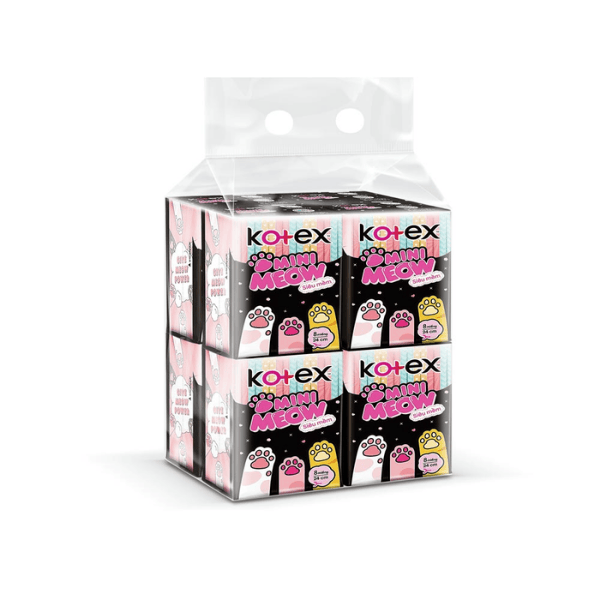 Lốc 8 gói băng vệ sinh Kotex Mini Meow siêu mềm 8 miếng - Hải Minh Mart